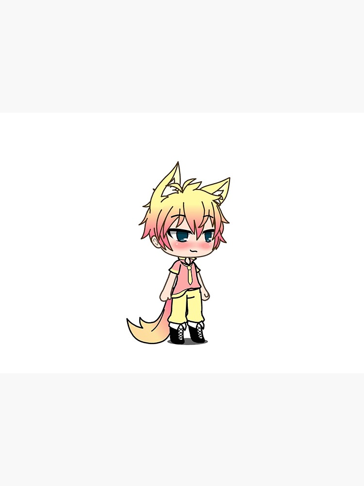 "pink and yellow gacha wolf school boy" Sticker for Sale by ...