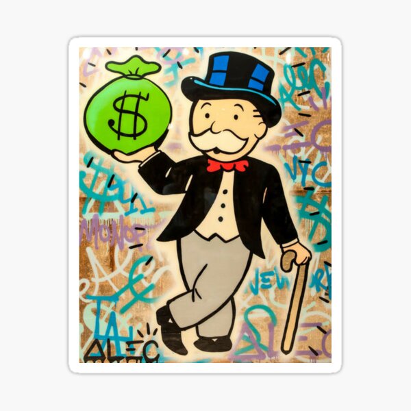 "Monopoly money bag character" Sticker for Sale by Boomprod | Redbubble
