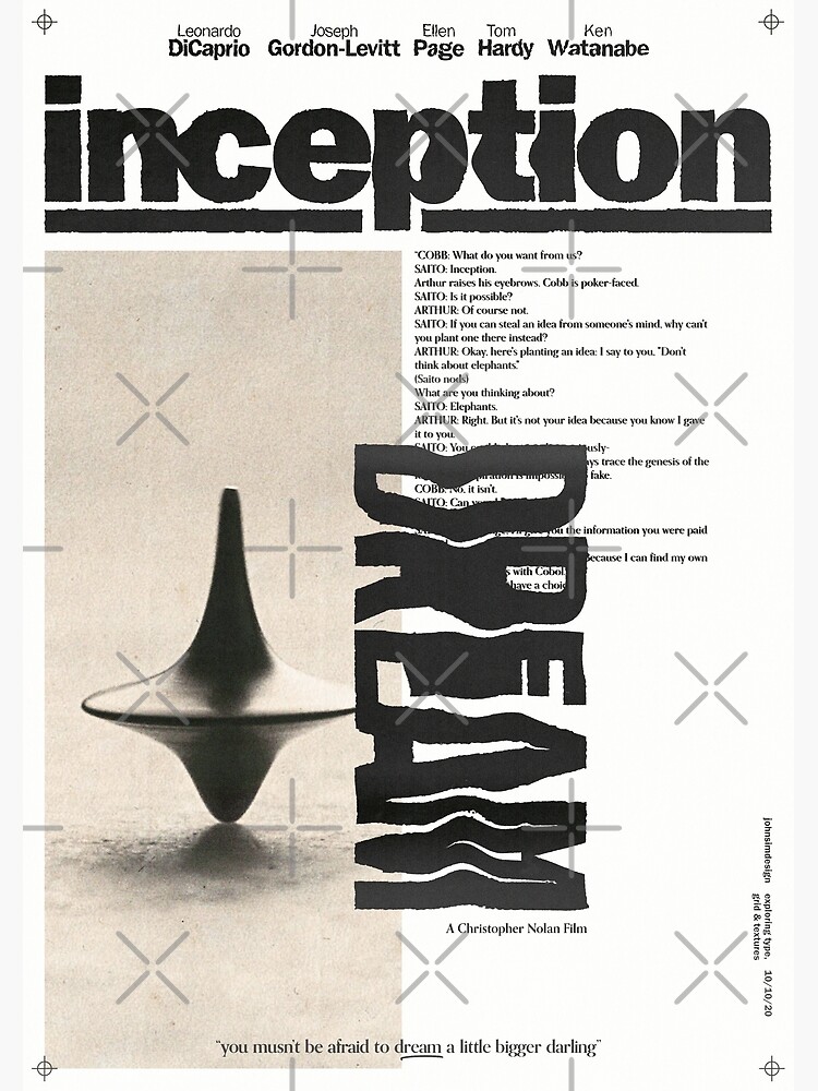 "Inception Movie Poster" Poster by johnsimdesign | Redbubble