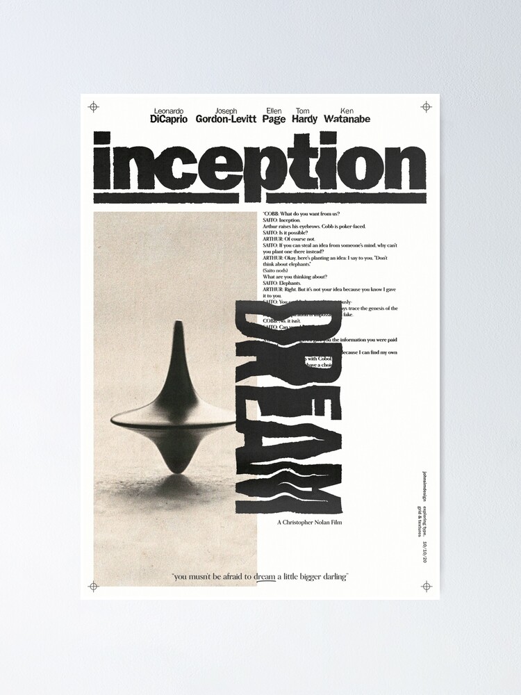 "Inception Movie Poster" Poster by johnsimdesign | Redbubble