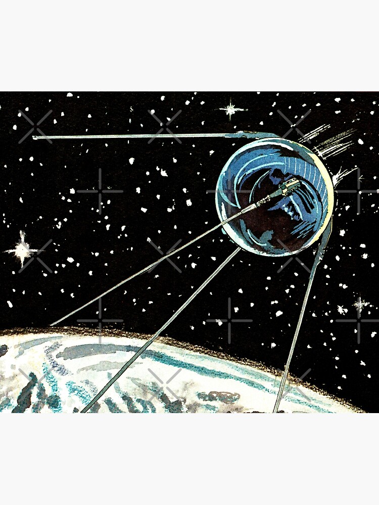 "Sputnik Satellite - Vintage Retro Illustration" Throw Blanket by ...