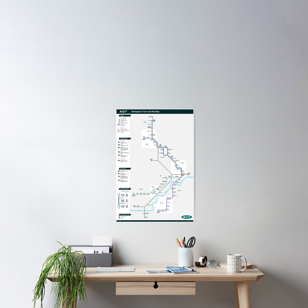 "Nottingham Tram and Rail Map" Poster for Sale by shirtsmith | Redbubble