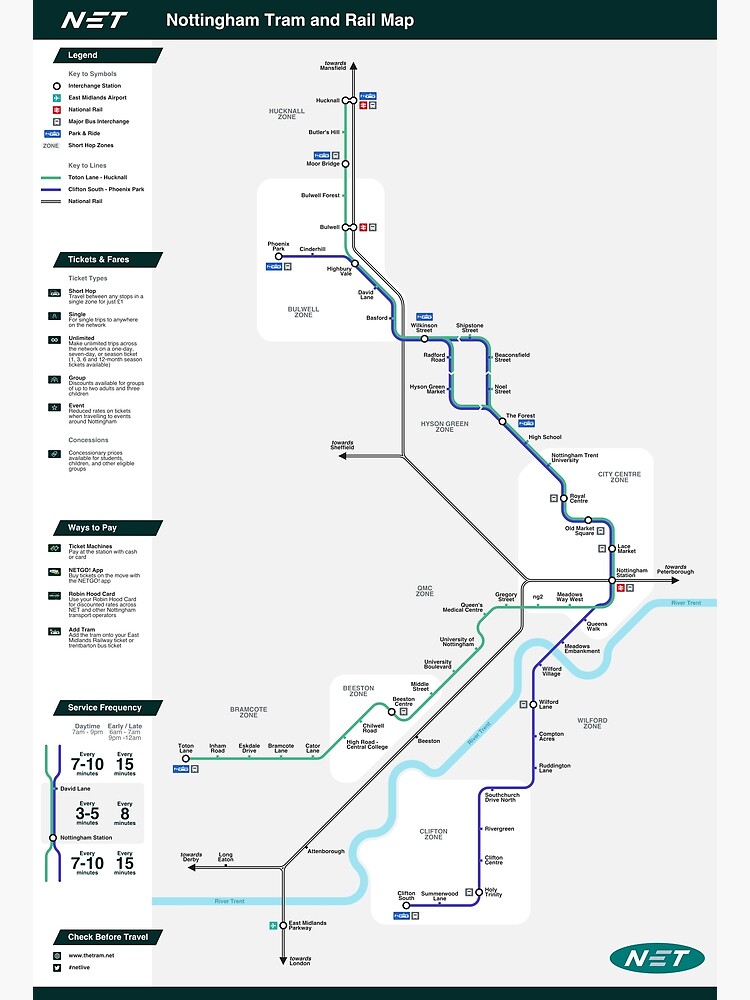 "Nottingham Tram and Rail Map" Poster for Sale by shirtsmith | Redbubble