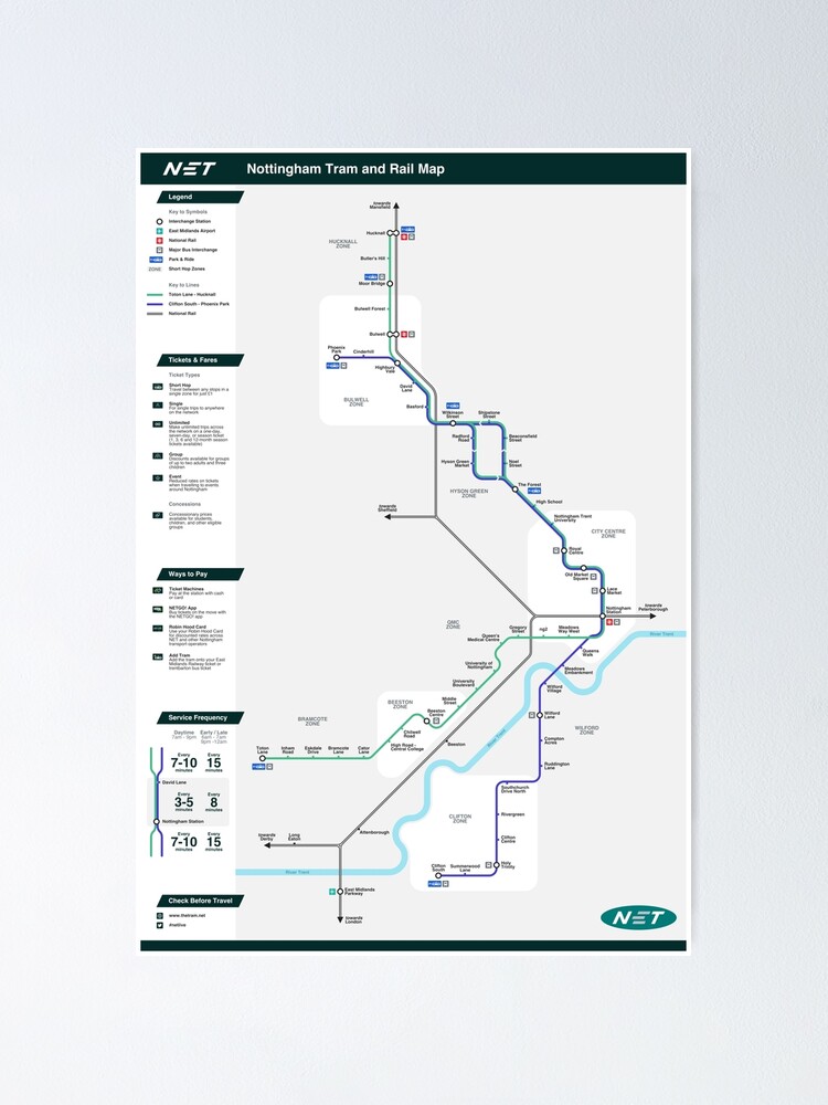 "Nottingham Tram and Rail Map" Poster for Sale by shirtsmith | Redbubble