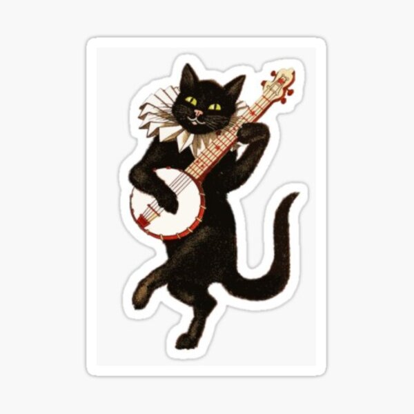"Cat Playing Banjo" Sticker by betsku | Redbubble