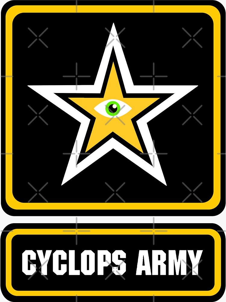 "Cyclops Army Logo (US Army Logo Parody) " Sticker for Sale by ...