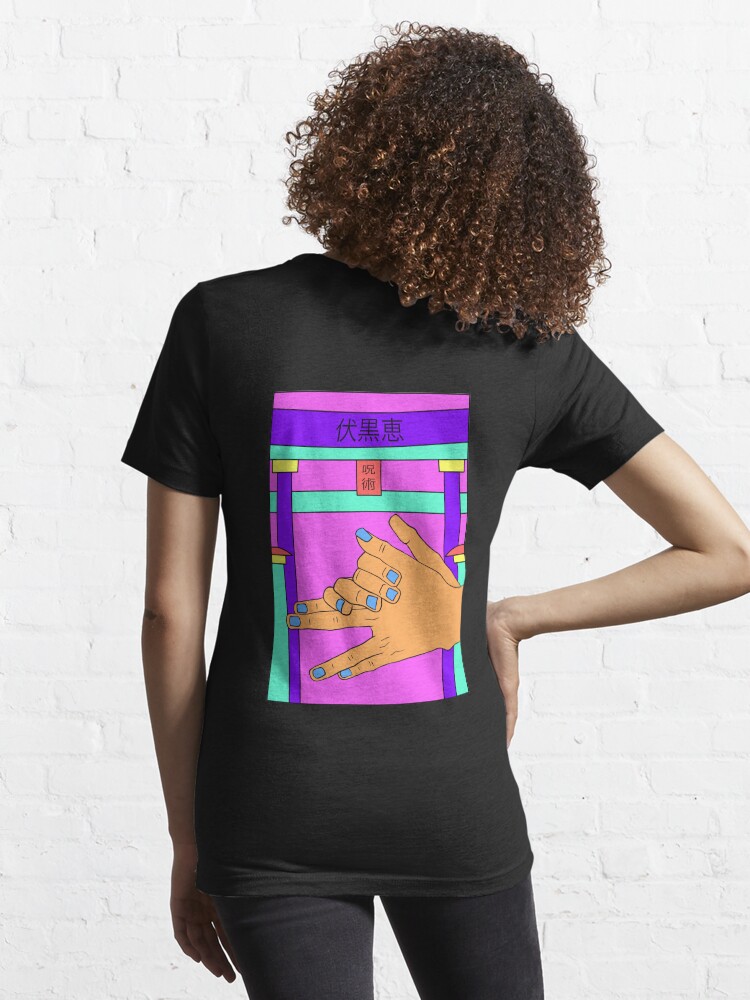 "Megumi Fushiguro Hand Sign Demon Dogs Jujustu Kaisen Neon" T-shirt for ...