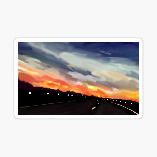 "Highway road trip sunset " Sticker by Dragoner | Redbubble
