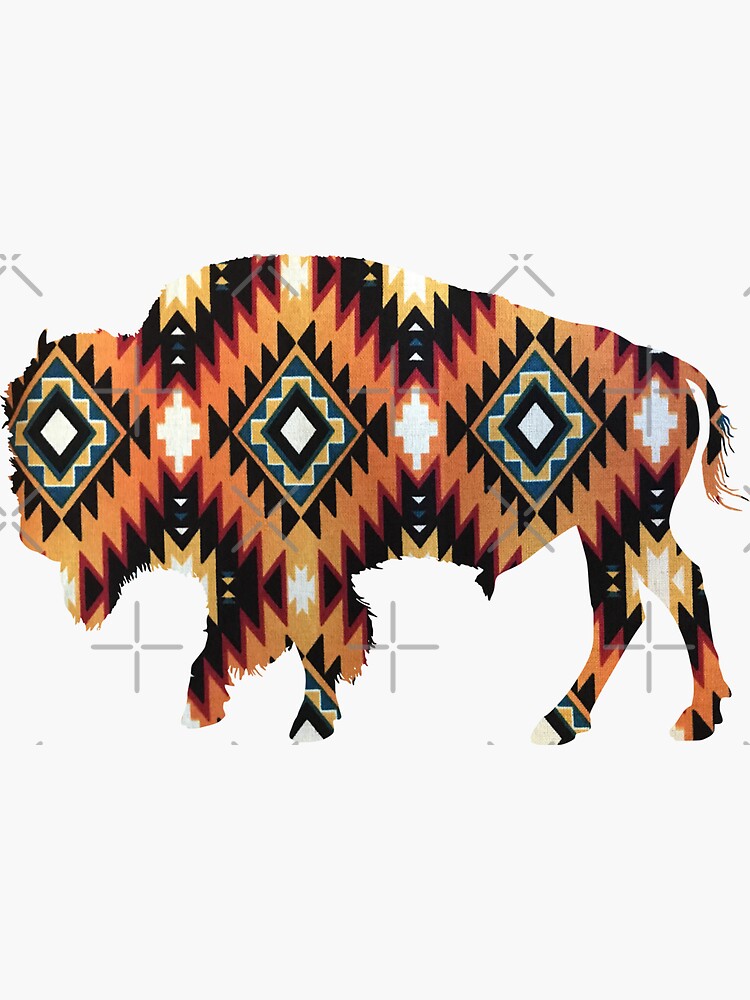 "Buffalo Native American Design" Sticker by handsoftime2020 | Redbubble