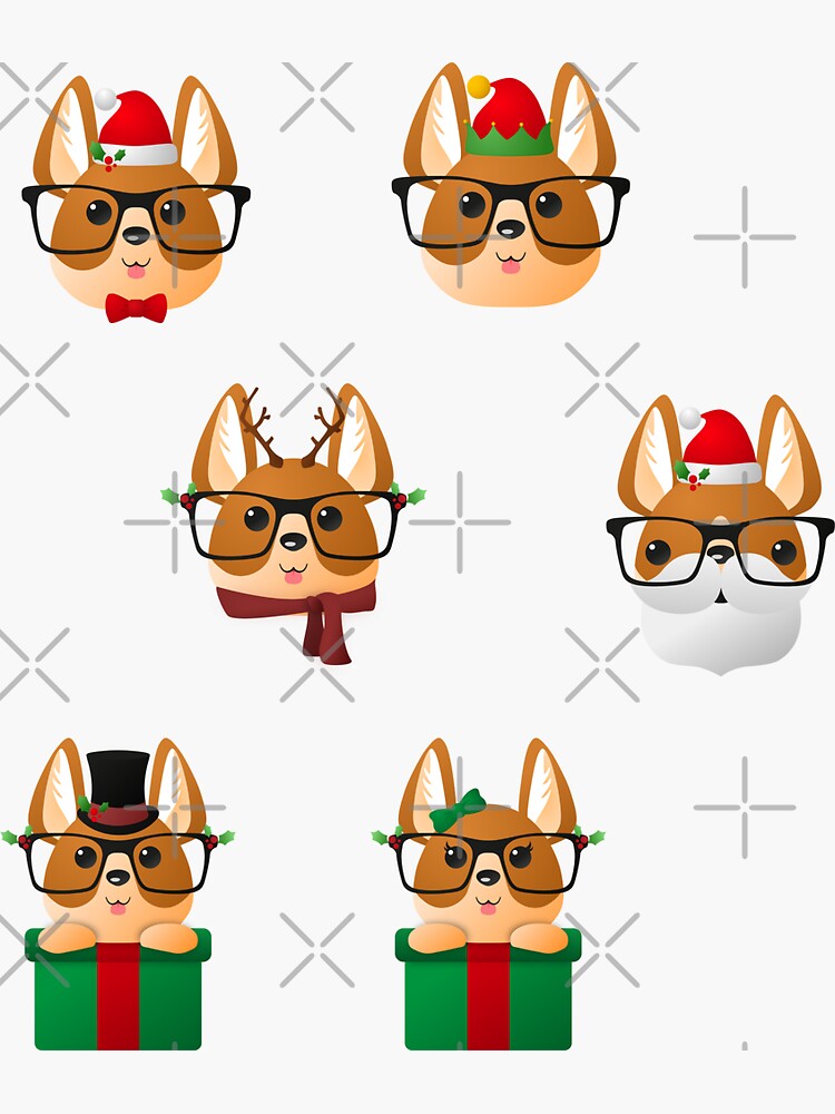 Pegatina for Sale con la obra «Perrito Corgi Navideño - Sticker Pack ...