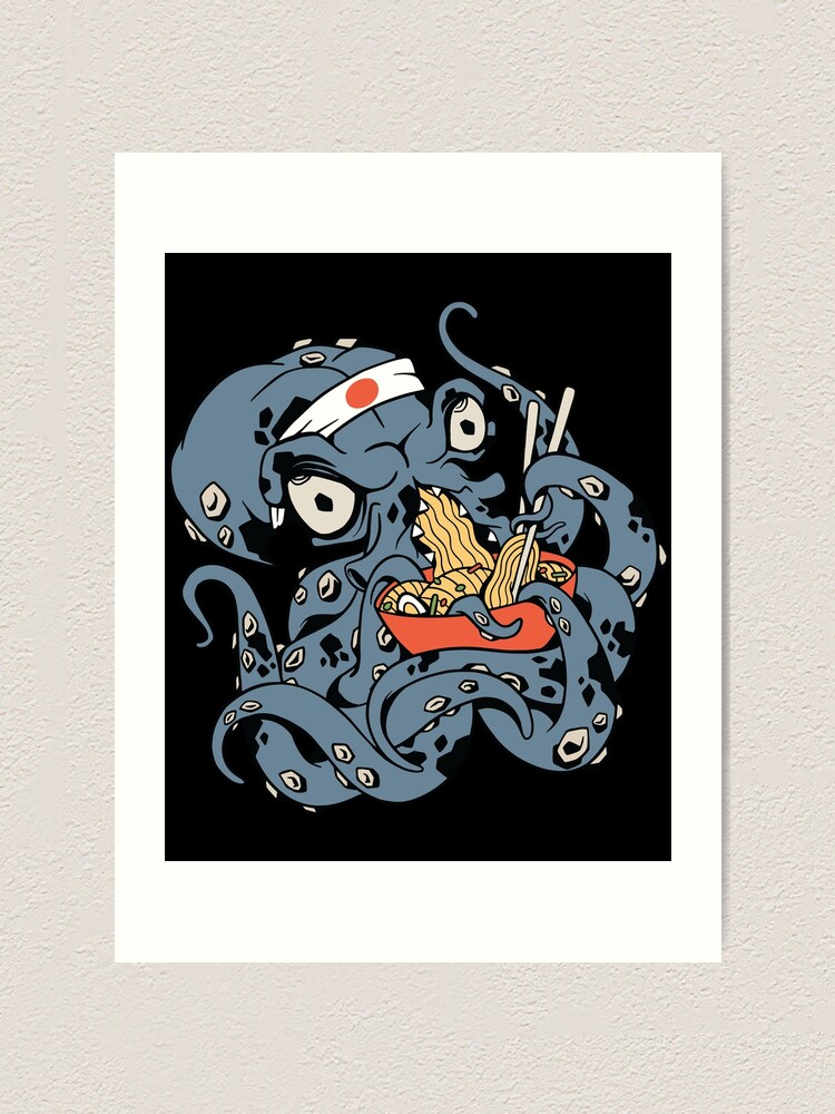 "Kraken Eating Ramen" Art Print for Sale by OnepixArt | Redbubble