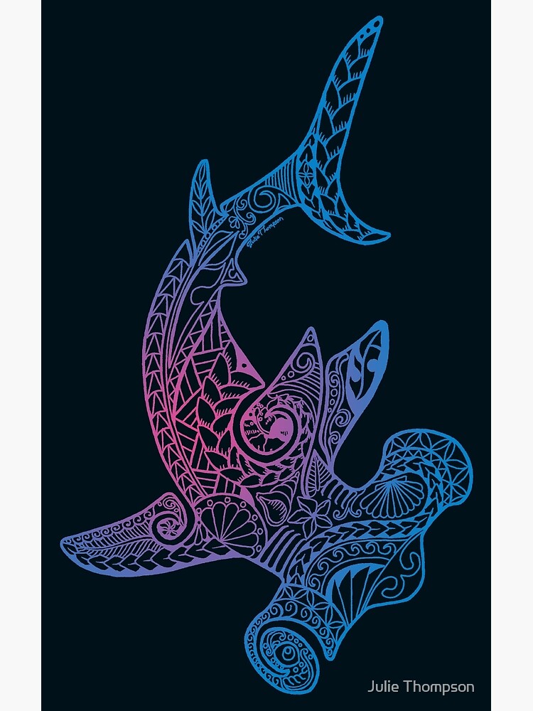 "Polynesian-influenced Hammerhead Shark, pastel" Poster for Sale by ...