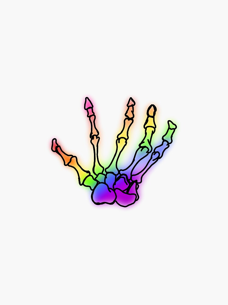 "neon skeleton hand " Sticker for Sale by gabcreatesart | Redbubble