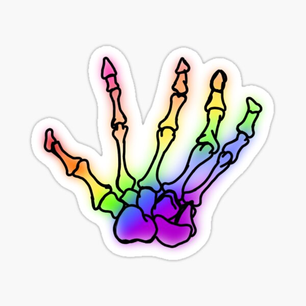 "neon skeleton hand " Sticker for Sale by gabcreatesart | Redbubble