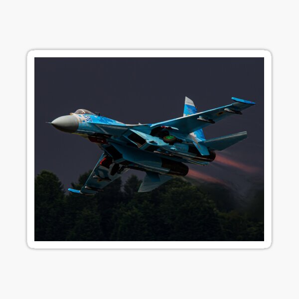 "Sukhoi Su-27 Flanker Take off " Sticker for Sale by MartinWood | Redbubble