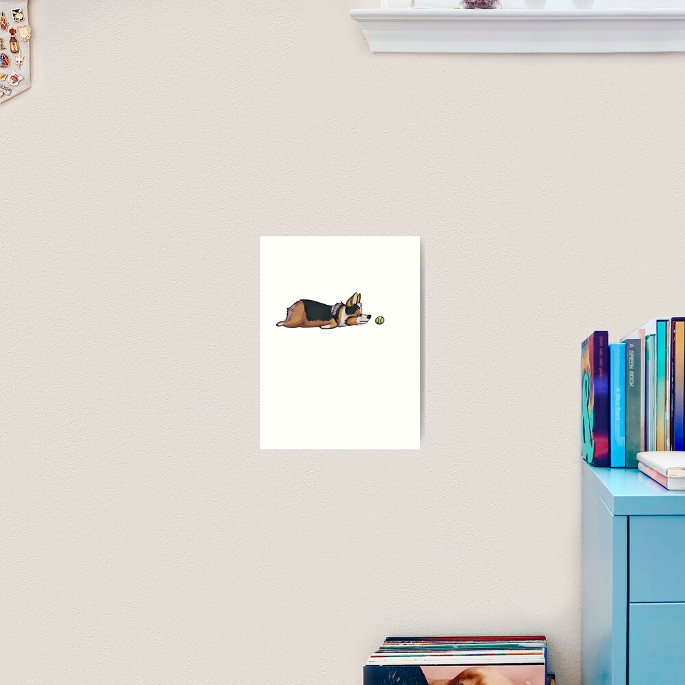 "Lazy Sploot Redhead Tricolor Corgi" Art Print by stefidelly | Redbubble