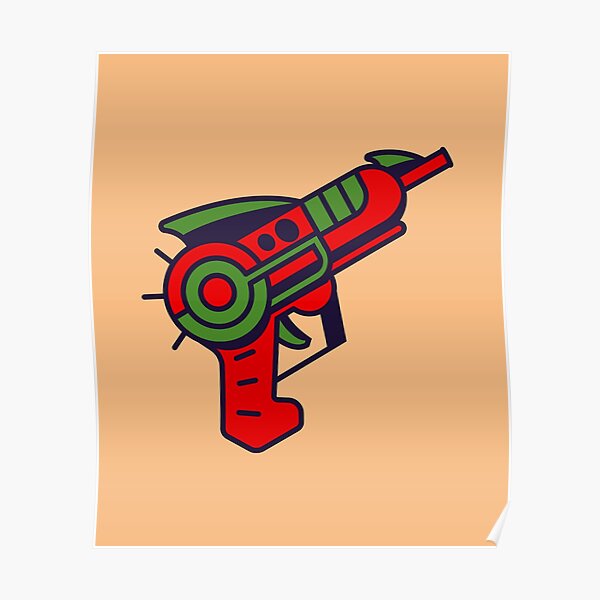 "Red And Green Simple Cartoon Ray Gun" Poster by VaniniLuxury | Redbubble