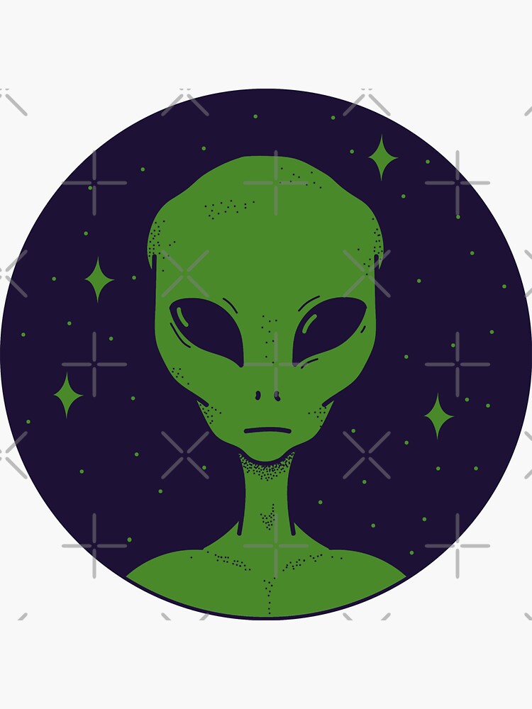 Pegatina «Alien de dibujos animados simple azul y verde» de ...