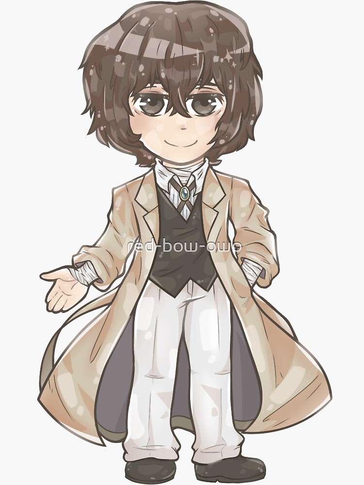 "Osamu Dazai Chibi " Sticker for Sale by red-bow-owo | Redbubble