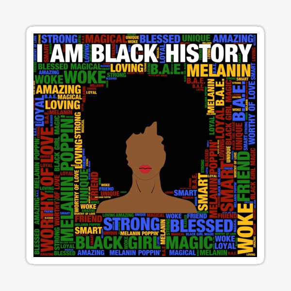 "I Am Black History Month Afro Word Art" Sticker for Sale by ...