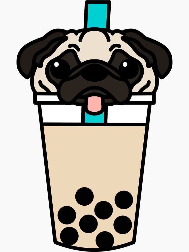 Pegatina «pug boba» de milkteajin | Redbubble