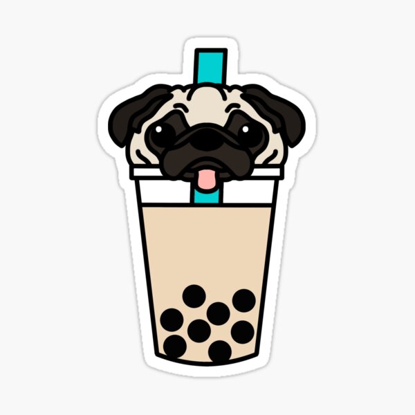 Pegatina «pug boba» de milkteajin | Redbubble