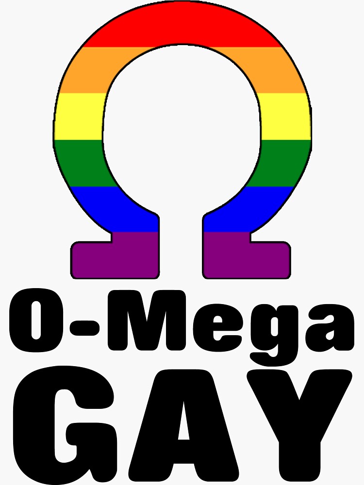 "O-Mega Gay Pride Omegaverse Black Text Logo" Sticker by dpflowers ...