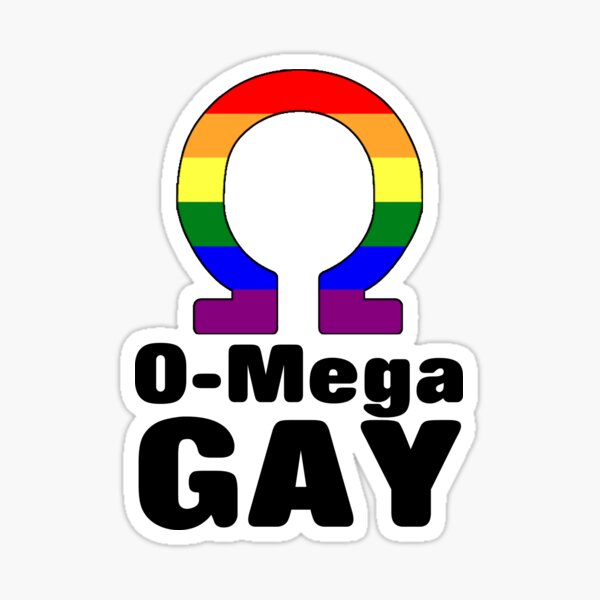 "O-Mega Gay Pride Omegaverse Black Text Logo" Sticker by dpflowers ...