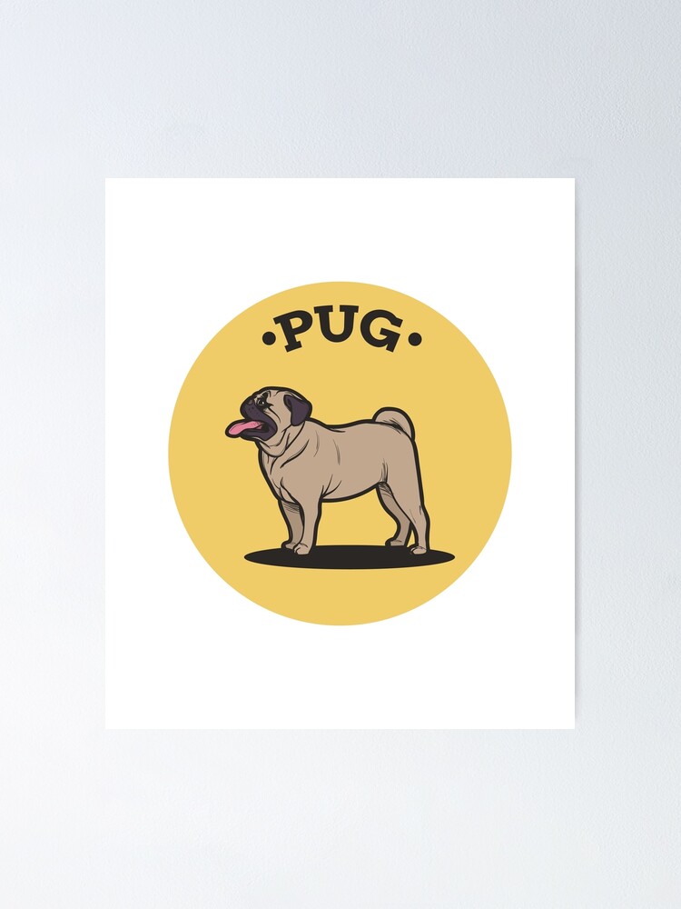 "Pug Yellow Logo Badge " Poster by imageren | Redbubble