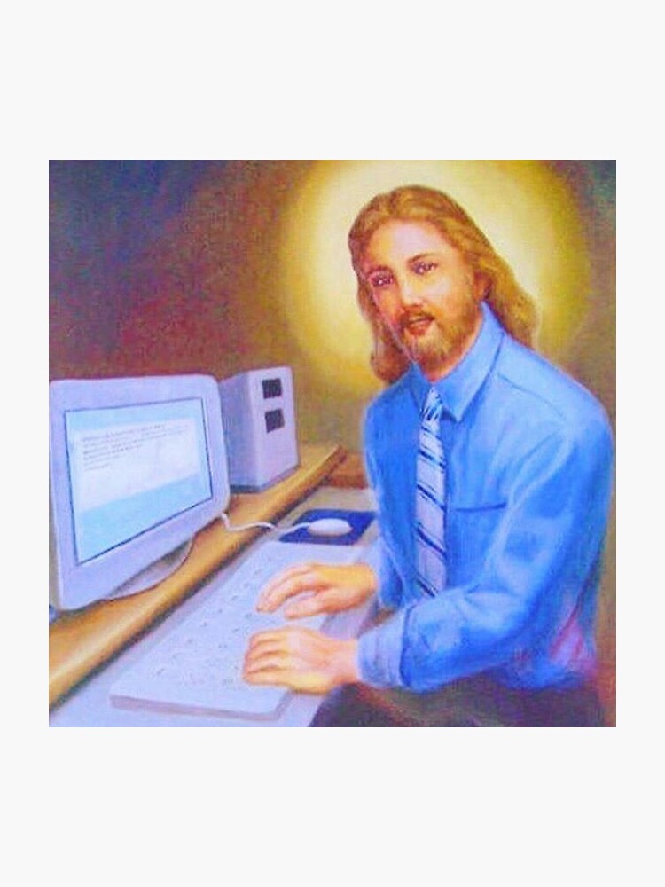 "Computer jesus god son of god cool god jesus computer" Sticker by ...