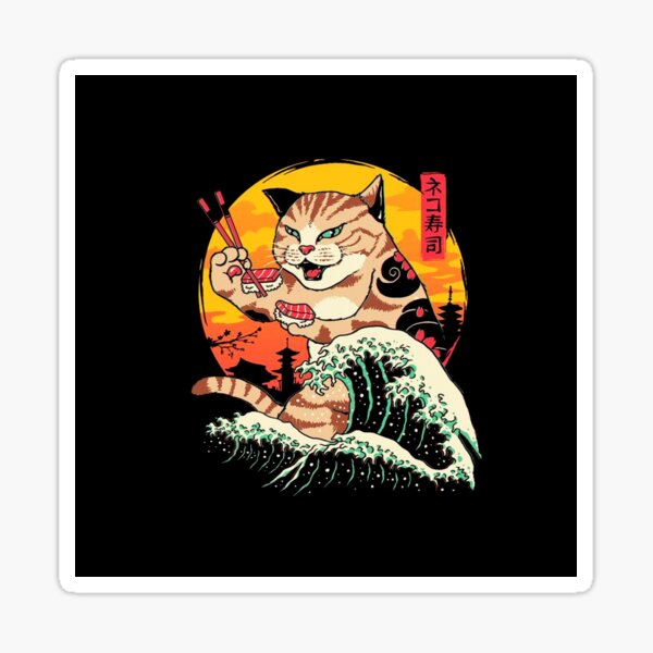 "Sushi Cat Wave" Sticker for Sale by Arigetlam | Redbubble