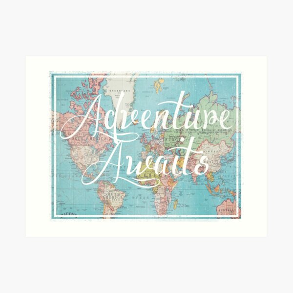 "Adventure Awaits World Map" Art Print for Sale by adventureliela ...