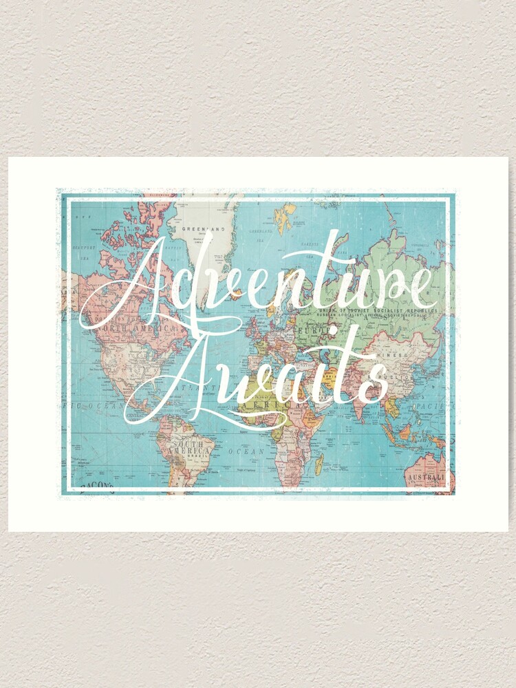 "Adventure Awaits World Map" Art Print for Sale by adventureliela | Redbubble
