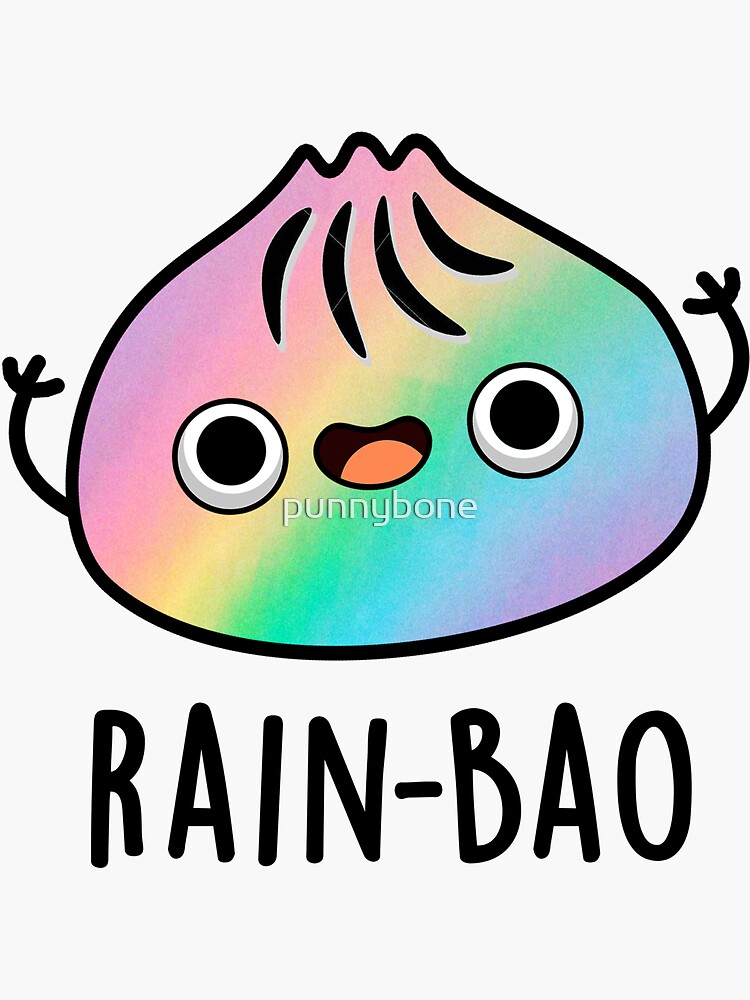 "Rain-bao Cute Rainbow Dimsum Bao Pun" Sticker by punnybone | Redbubble