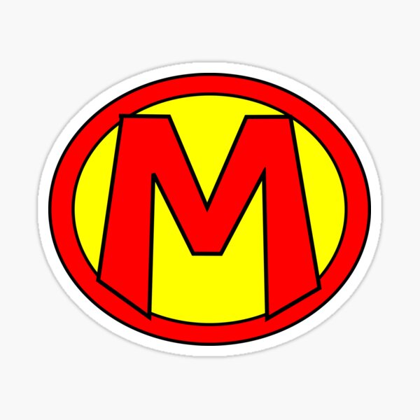 "Hero, Heroine, Superhero, Initials, M" Sticker for Sale by Kreativista ...