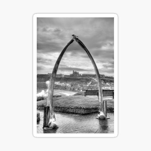 "Whitby Whale Bones Arch Framing Whitby Abbey" Sticker by tommysphotos ...