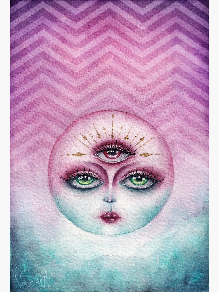 "Moon Lady Illustration In Watercolor" Sticker for Sale by valjuart ...