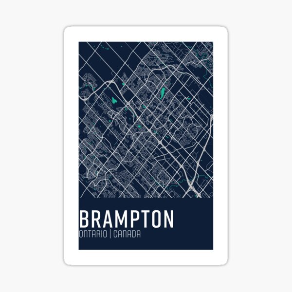 "Brampton, Ontario CANADA" Sticker by OrbitMapArt | Redbubble