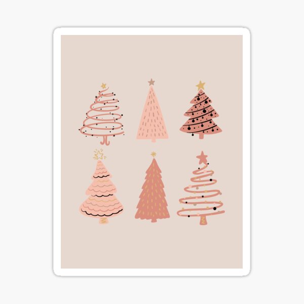 "Pink Christmas Trees" Sticker for Sale by virginiacm | Redbubble