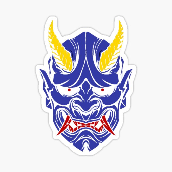 "Oni Mask - 2" Sticker for Sale by CakeEaterDesign | Redbubble