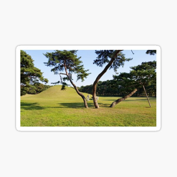 "Korean Nature Country Landscape, Trees and Tomb of the Kings" Sticker ...