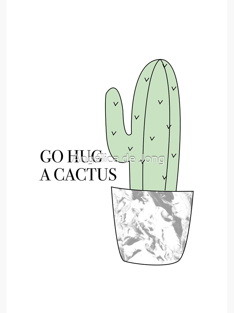 "Go Hug A Cactus Print" Sticker for Sale by adejdesign | Redbubble