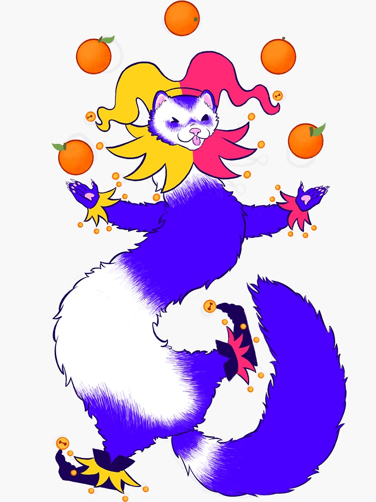 "Jester Clown Ferret" Sticker by notsappho | Redbubble