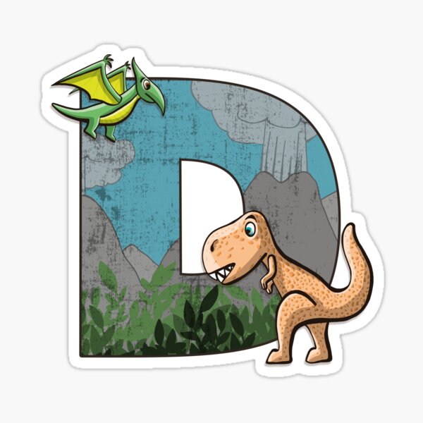 "Initial letter D with dinosaurs kids decoration" Sticker for Sale by ...