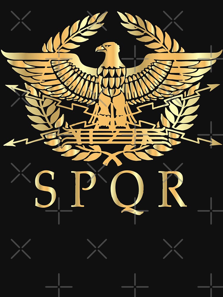 "SPQR- Roman Empire Standard Eagle Emblem Vintage Gold Shield" Active T ...