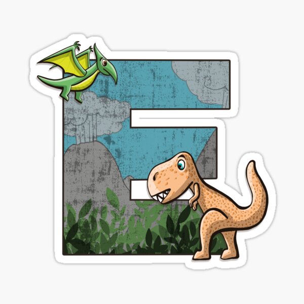 "Initial letter E with dinosaurs kids decoration" Sticker for Sale by ...