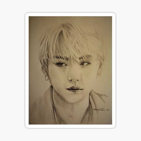 "YoonGi, BTS SUGA Portrait" Sticker for Sale by ForestFireArt | Redbubble