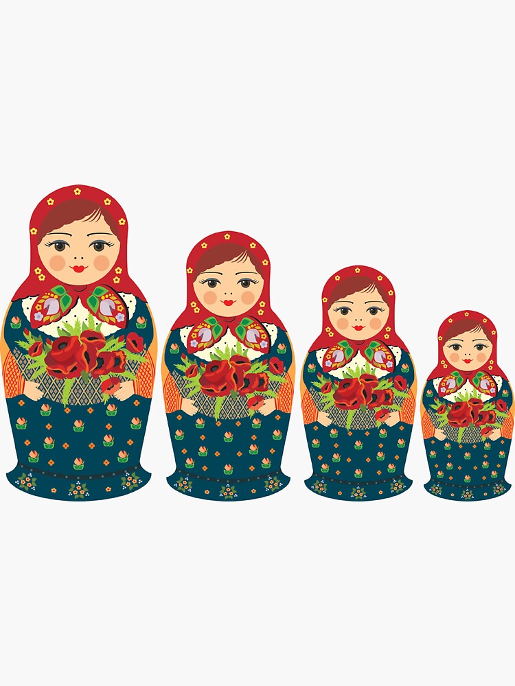 "Matryoshka Russia Dolls Russian Matryoshka Figures" Sticker for Sale ...