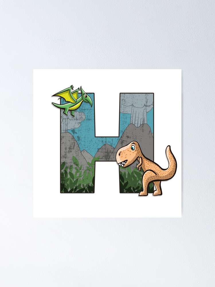 "Initial letter H with dinosaurs kids decoration" Poster for Sale by ...