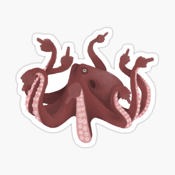 "Hand drawn middle finger flip off octopus" Sticker by CamsCustoms ...